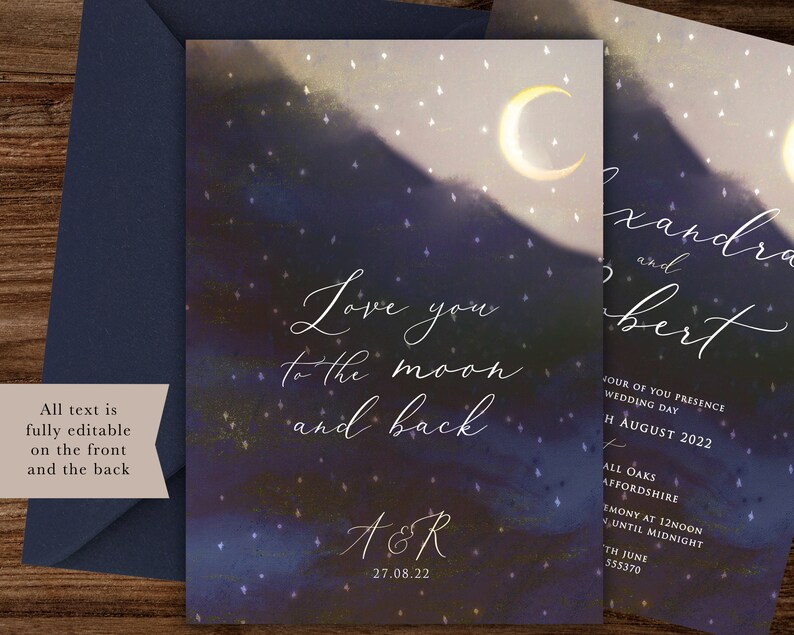 Stars and Moon Digital Invitation Celestial Wedding Invite - Etsy
