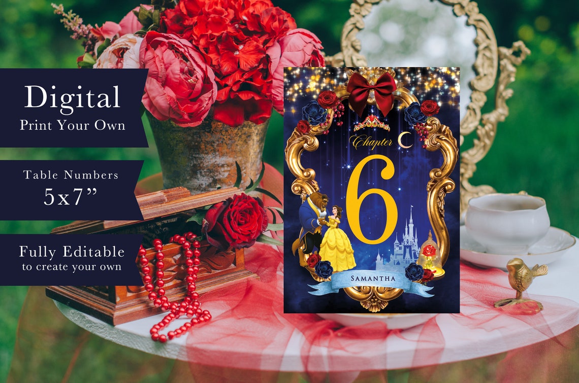 Beauty and the Beast Table Numbers, Fairytale Birthday, Quinceanera ...