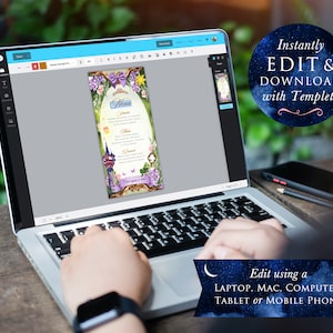 Tangled Menu, Quinceanera Tangled Menu, Tangled Wedding Menu, Purple ...