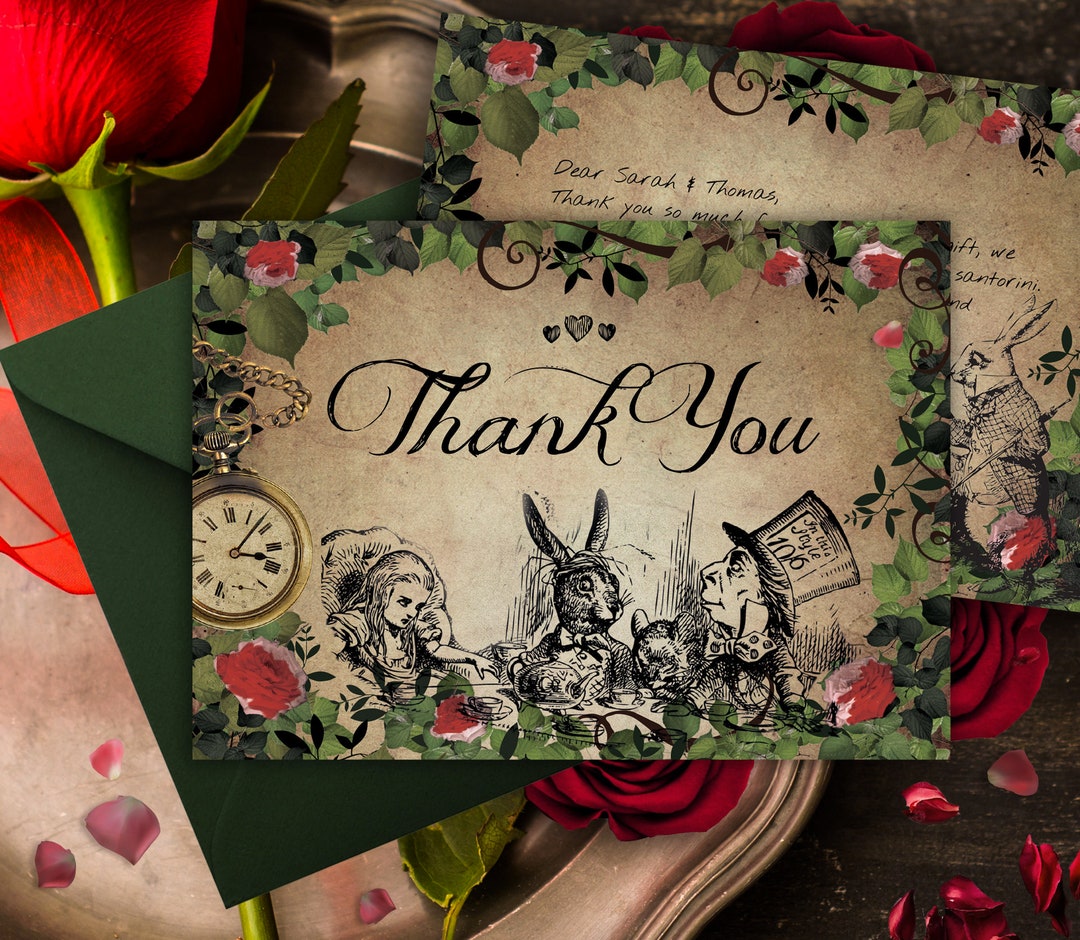Alice in Wonderland Thank You Card, Alice Note Cards, Alice Thank You ...