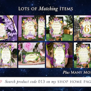 Tangled Menu, Quinceanera Tangled Menu, Tangled Wedding Menu, Purple ...