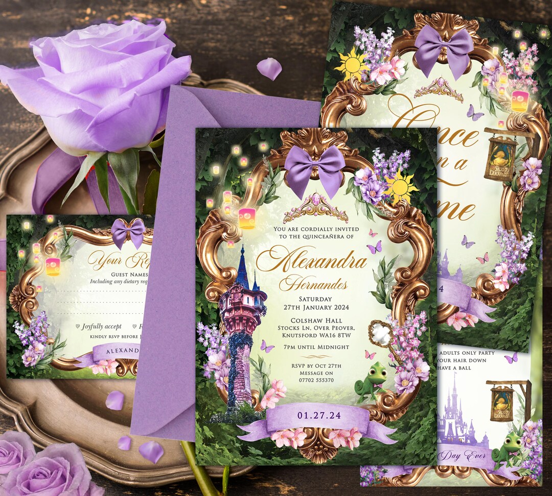 Tangled Invitation, Tangled Quinceanera Invite, Tangled Invite Suite ...