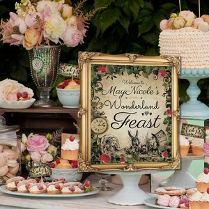 Alice in Wonderland Party Sign, Editable Vintage Decor (digital ...