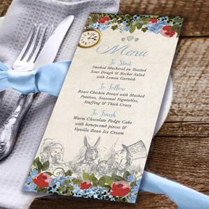 Alice in Wonderland Menu, Alice Digital Wedding Menu, Alice Party Menu ...