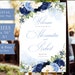Blue Floral Welcome Sign, Blue Wedding Welcome Sign, Blue Flowers Sign ...