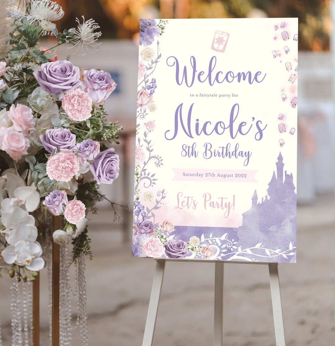 Tangled Welcome Sign, Tangled Wedding Welcome Sign, Tangled Quinceanera ...