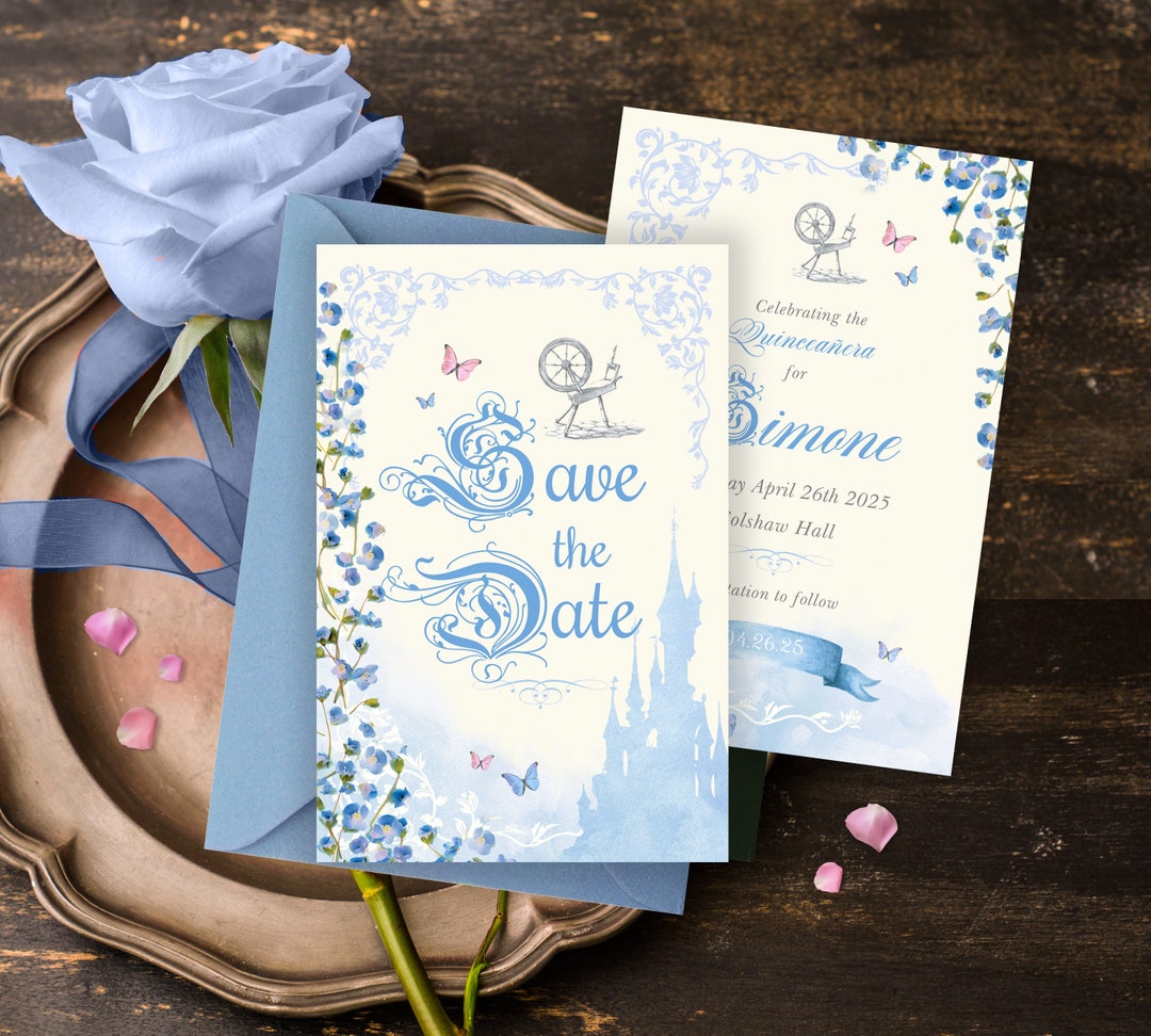 Sleeping Beauty Save the Date, Sleeping Beauty Wedding, Blue Wedding ...