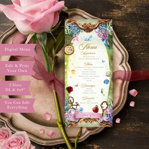 Fairy Tale Menu, Fairytale Wedding Menu, Digital Party Menu, Princess ...