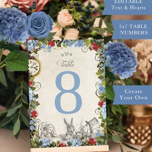 Alice in Wonderland Table Number, Alice Wedding Table Number, Alice ...