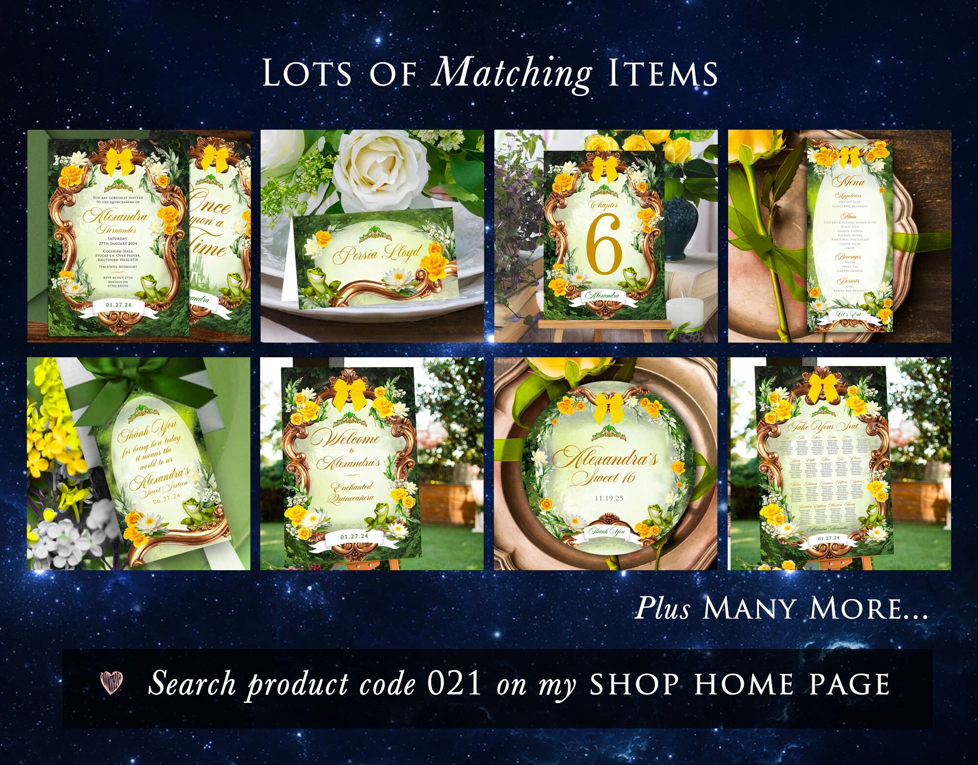 Princess and Frog Menu, Quinceanera, Floral Party (digital) 021 - Etsy