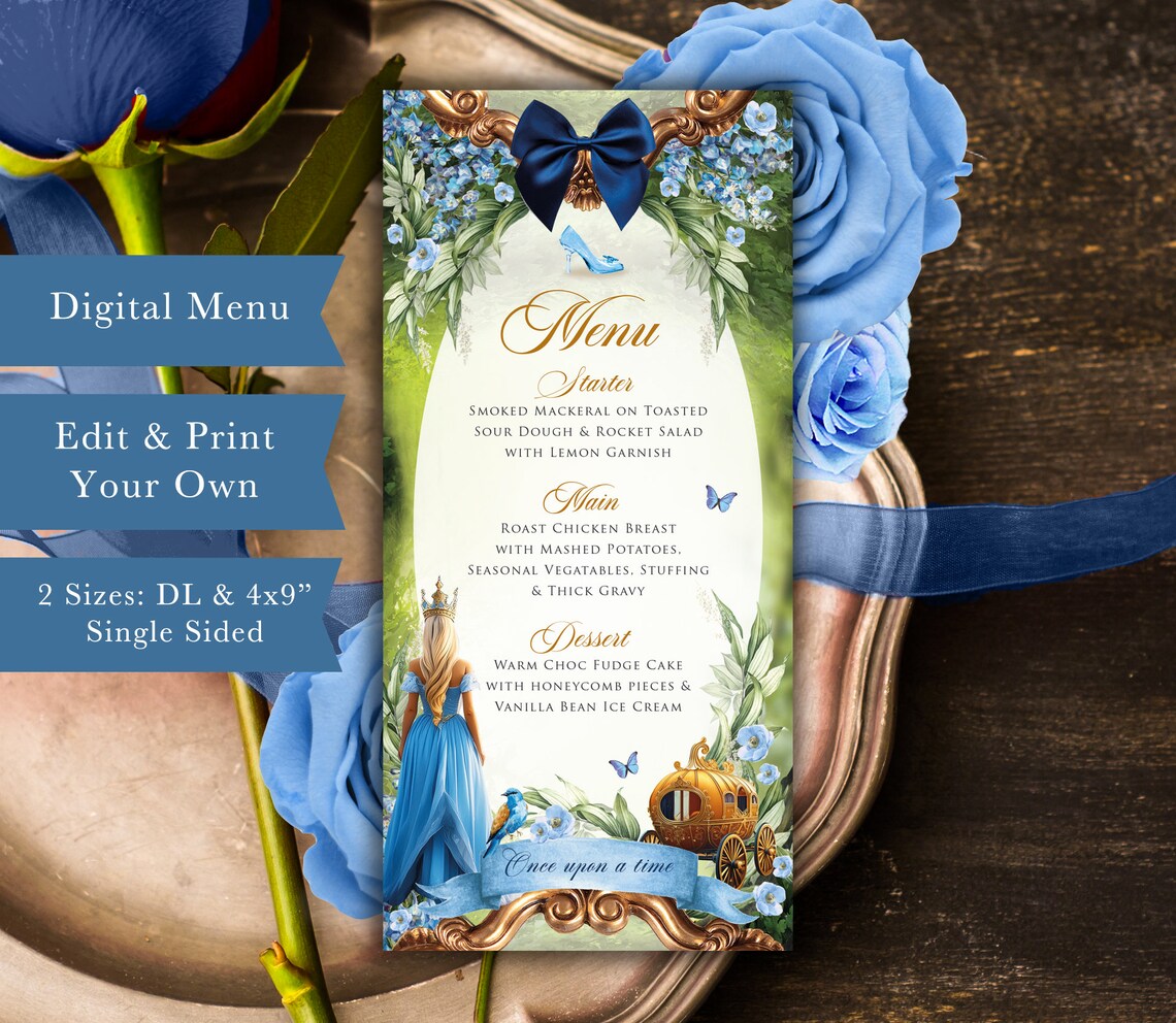 Cinderella Menu, Quinceanera Cinderella Menu, Cinderella Wedding Menu ...