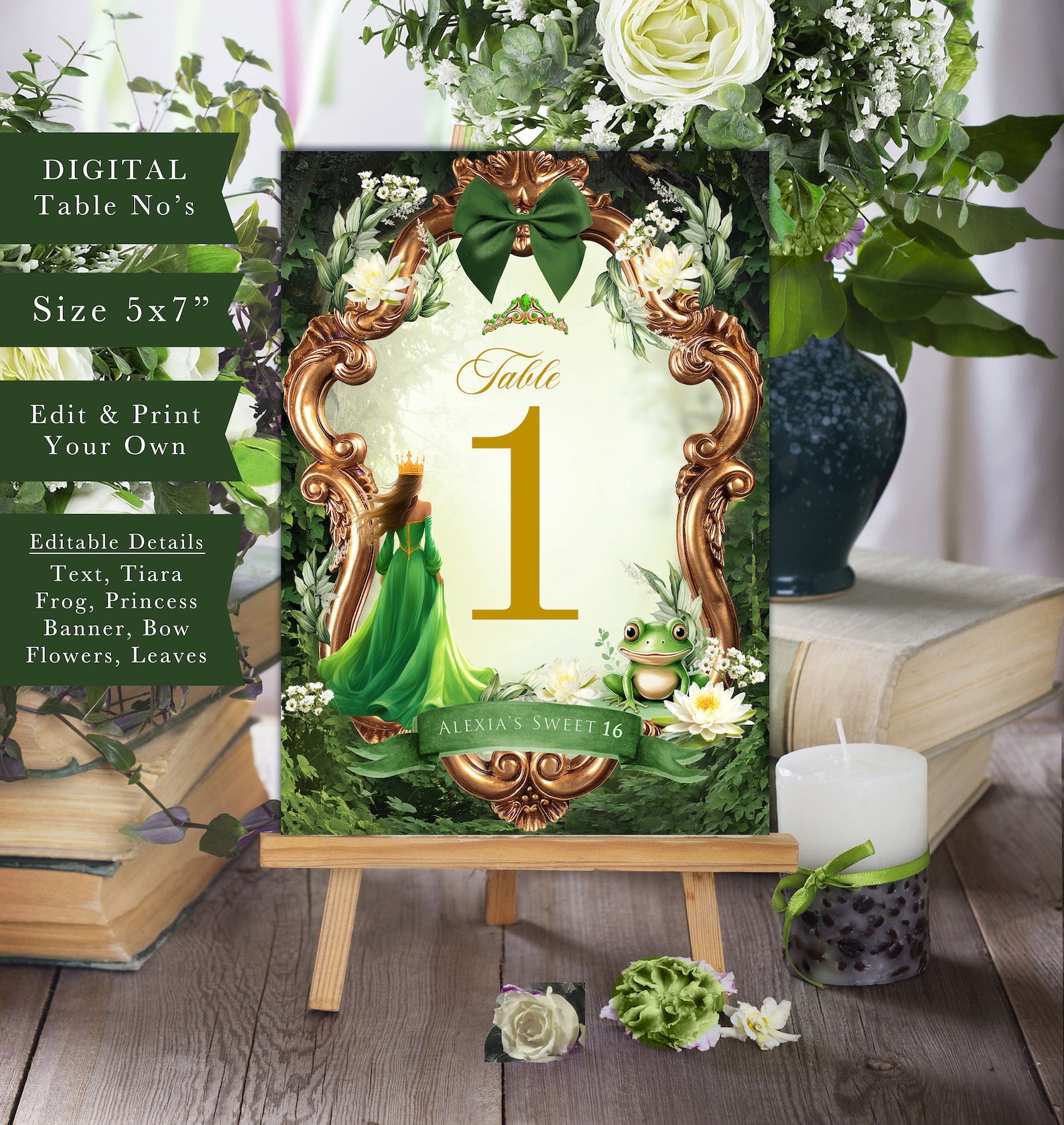 Princess and the Frog Table Number, Sweet Sixteen Printable (digital ...