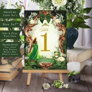 Princess and the Frog Table Number, Princess and Frog Sign, Quinceanera ...