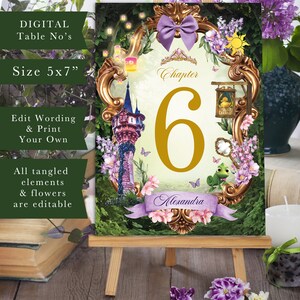 Tangled Table Number, Quinceanera Tangled Table Number, Tangled Wedding ...