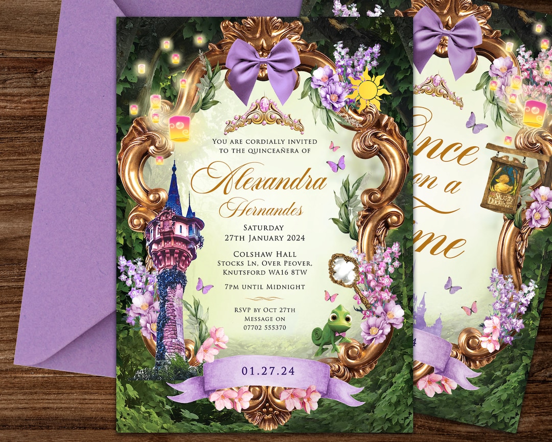 Tangled Invitation, Tangled Quinceanera Invitation, Rapunzel Sweet 16 ...