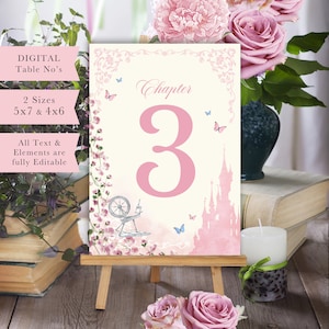 Sleeping Beauty Table Number, Pink Fairytale (digital) 010 - Etsy