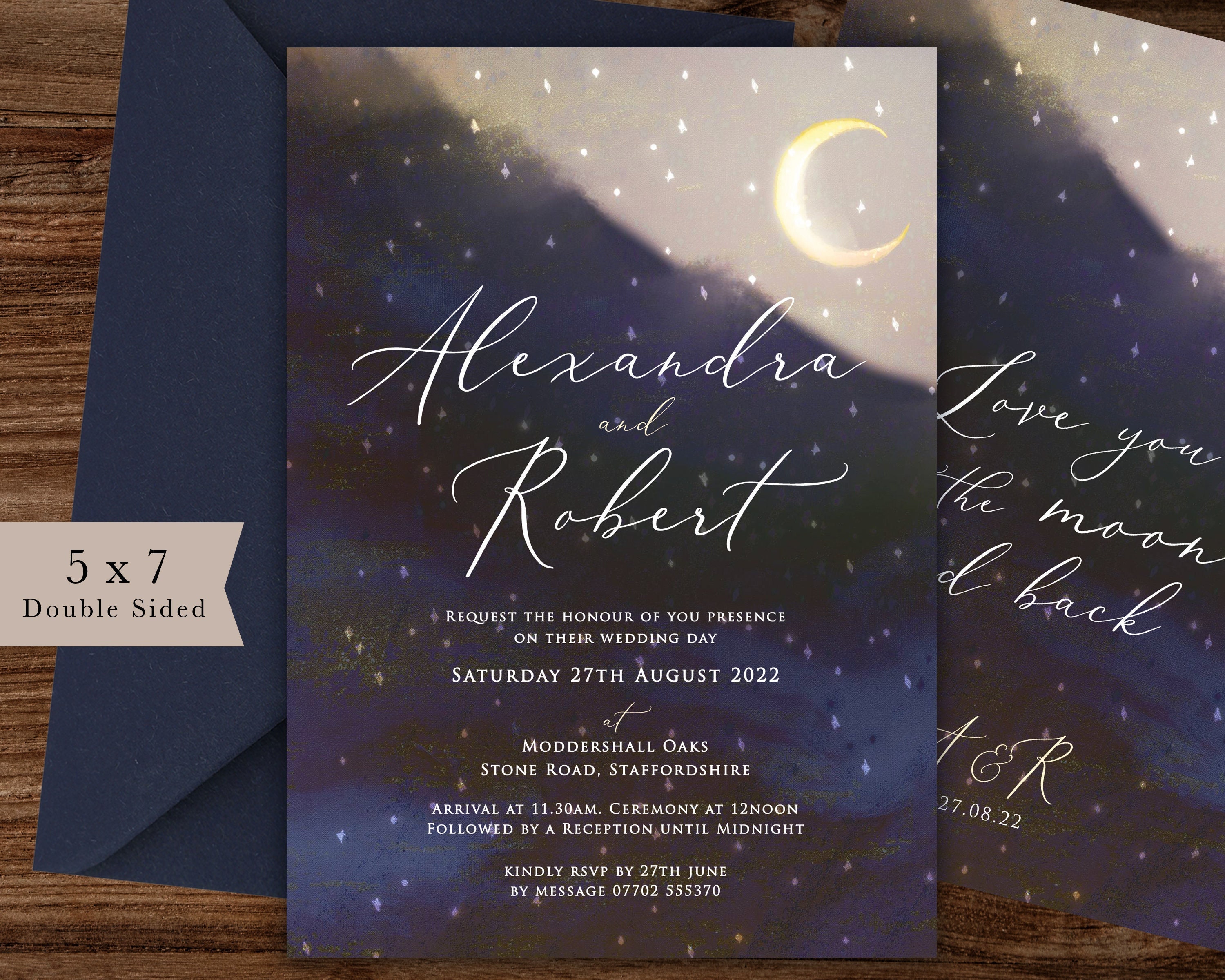 Plantillas De Invitaciones De Boda Con Luna Y Estrellas Guirnaldas Con