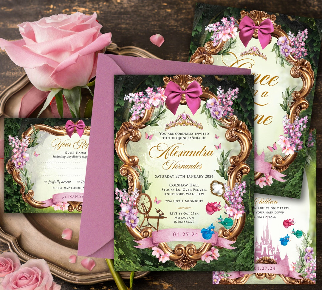 Sleeping Beauty Invitation, Quinceanera Invitation, Sleeping Beauty ...