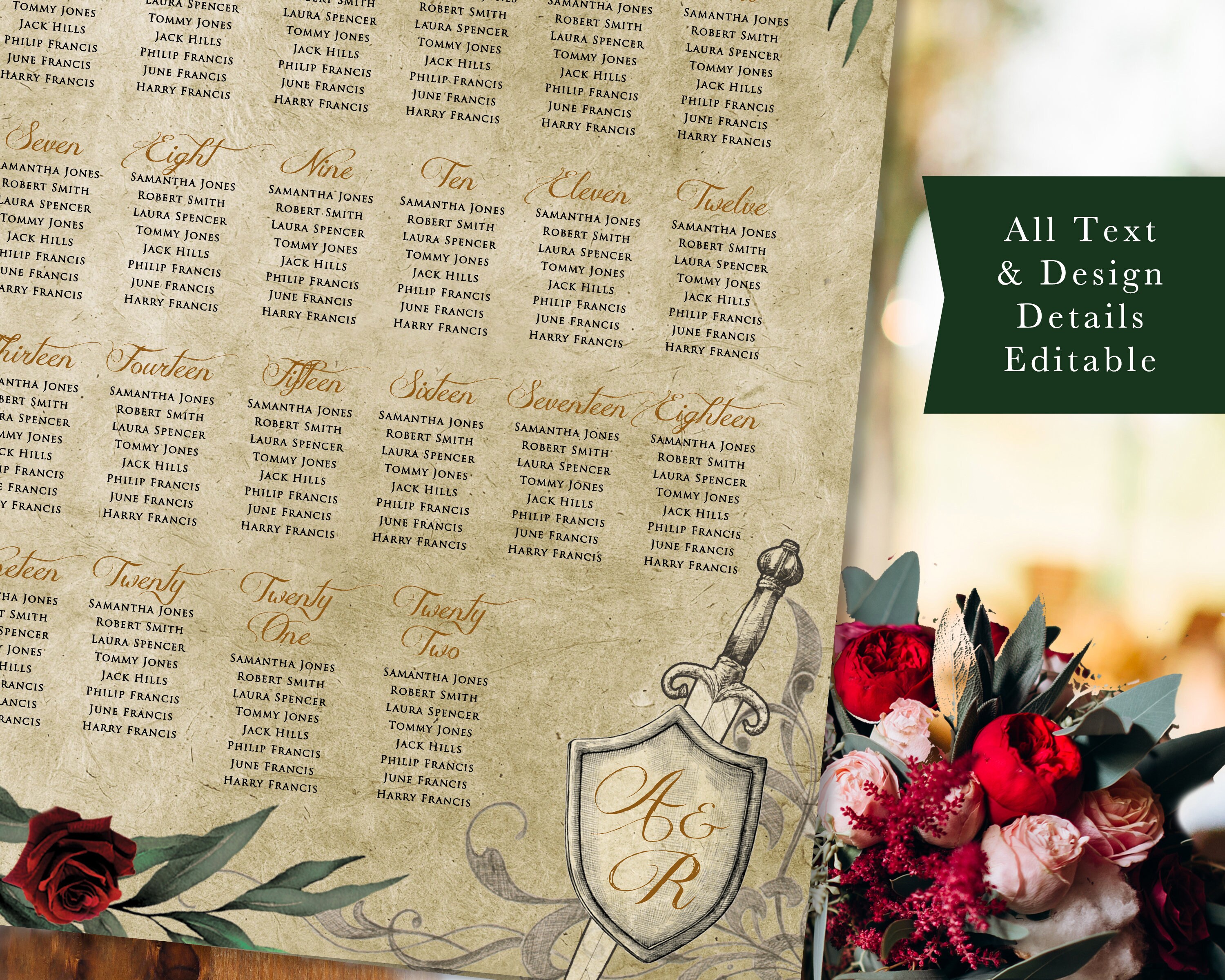 Medieval Wedding Seating Chart, Fantasy Table Plan (digital Download ...
