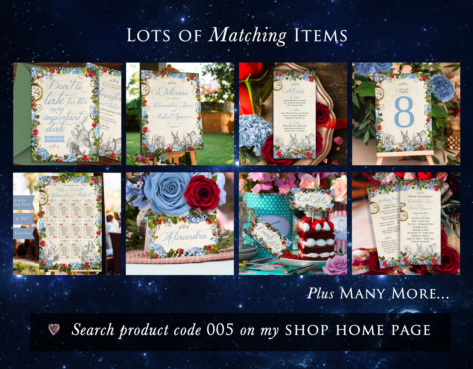 Alice in Wonderland Menu, Alice Digital Wedding Menu, Alice Party Menu ...