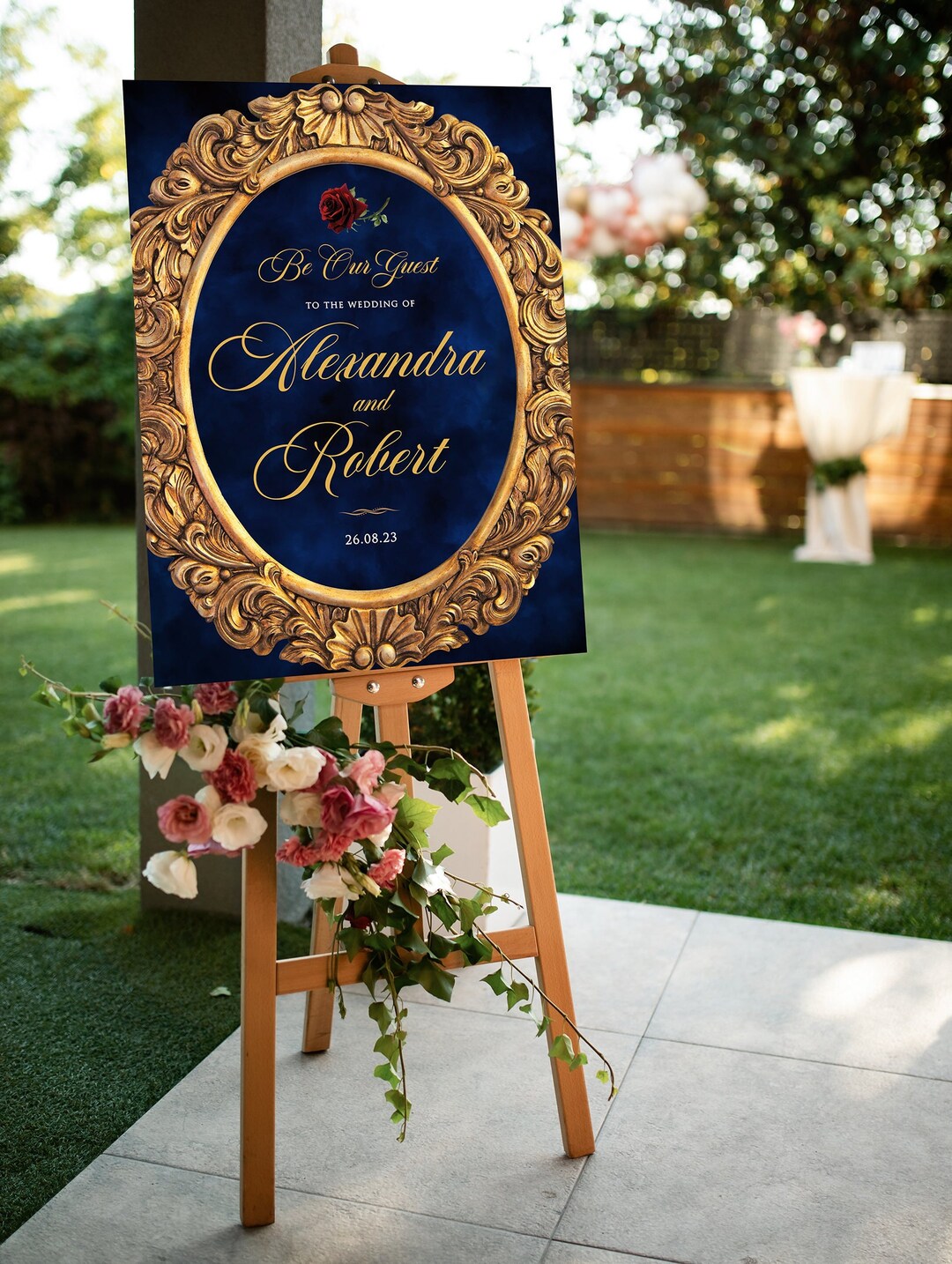 Beauty and the Beast Welcome Sign, Navy Wedding Welcome Sign, Instant ...