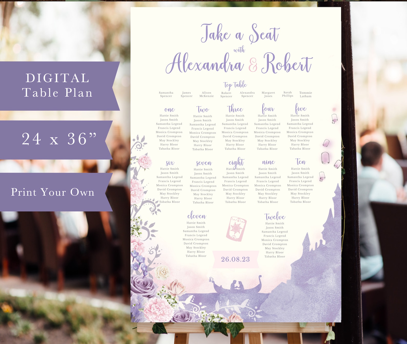 Tangled Table Plan, Lavender Wedding Sign, Digital Wedding Sign ...