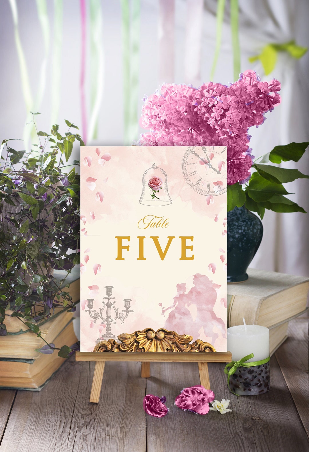 Beauty and the Beast Table Number, Quinceanera Table Number, Sweet 16 ...