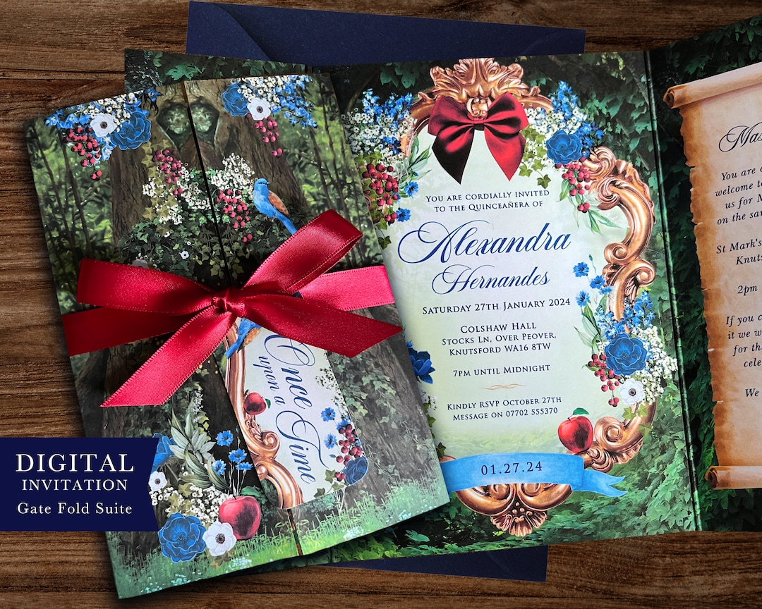 Snow White Invitation, Quinceanera Invitation, Gate Fold Invitation ...
