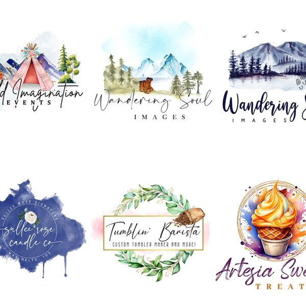 Watercolor Logo Design - Etsy