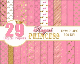 Pink and Gold Digital Paper | Blue and Gold Digital Paper | Royal ...