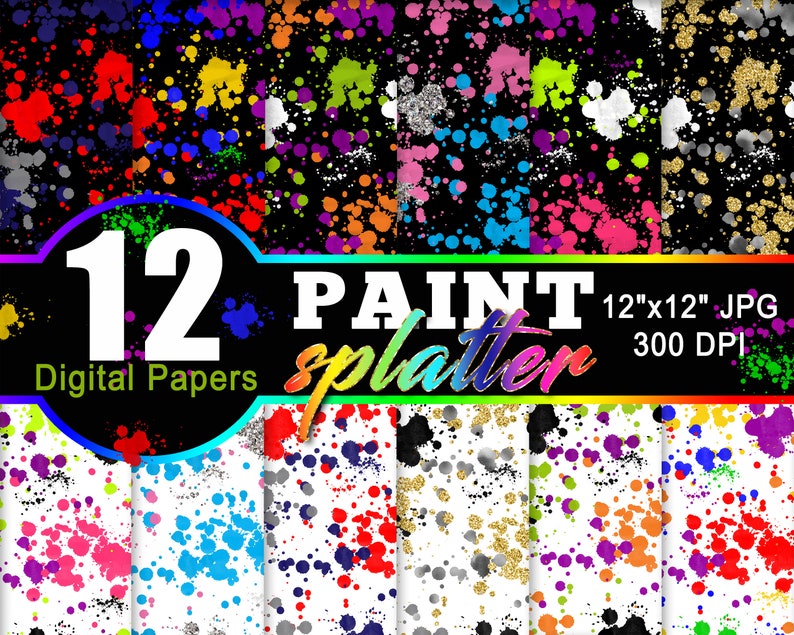 Paint Splatter Digital Paper | Paint Digital Paper | Paint Splatter ...