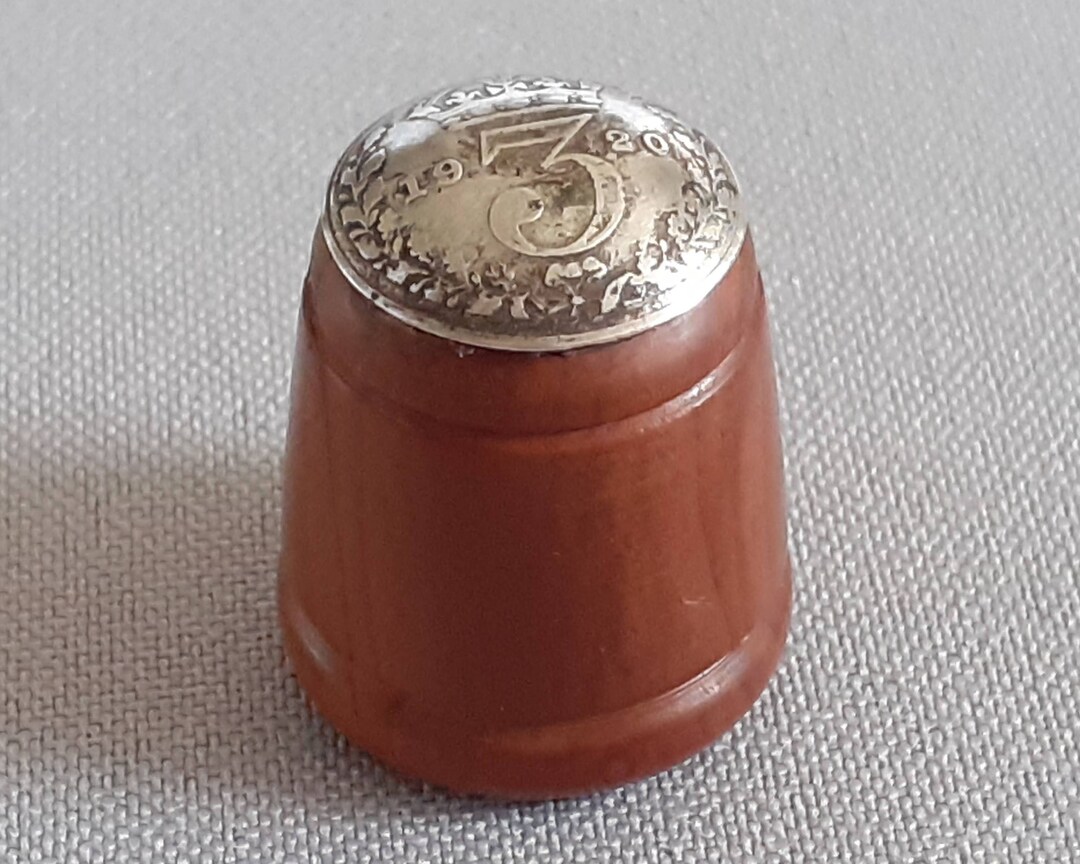 Antique Wooden Treen Thimble With Threepenny Coin Tip - Etsy