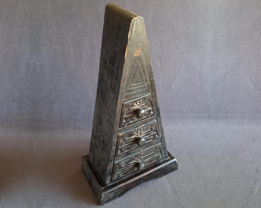 Vintage Carved African Design Wooden Pyramid Drawer Cupboard - Etsy UK