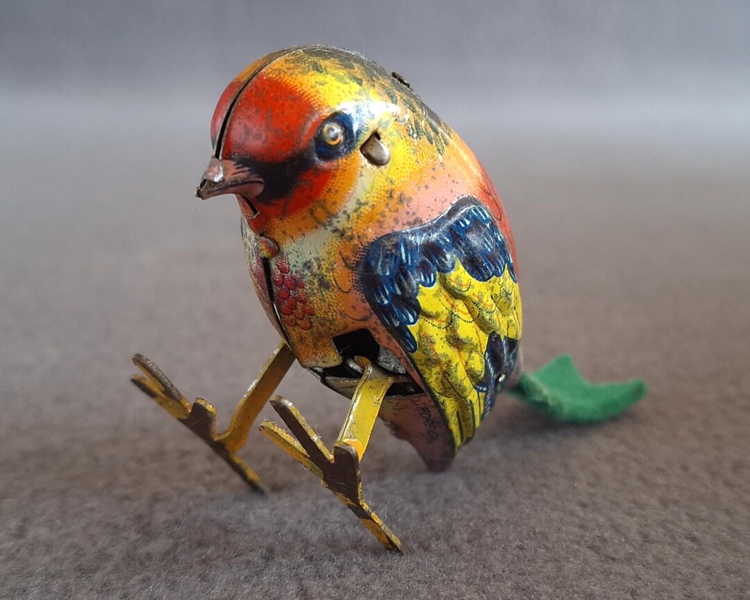 Vintage Wind-up Tin Plate Pecking Bird With Key Marked Foreign - Etsy