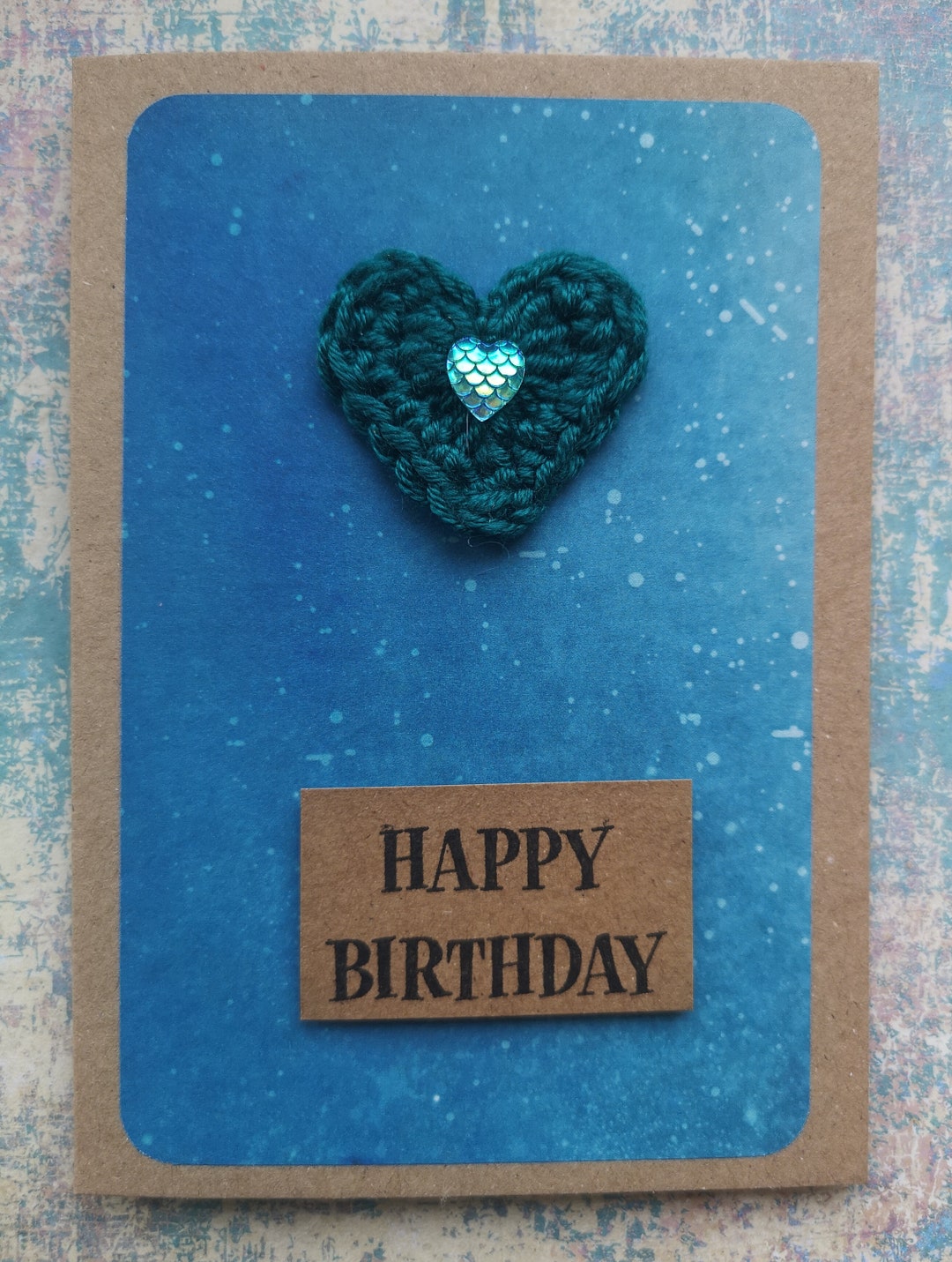 Handmade Birthday Card With Crochet Heart Design - Etsy