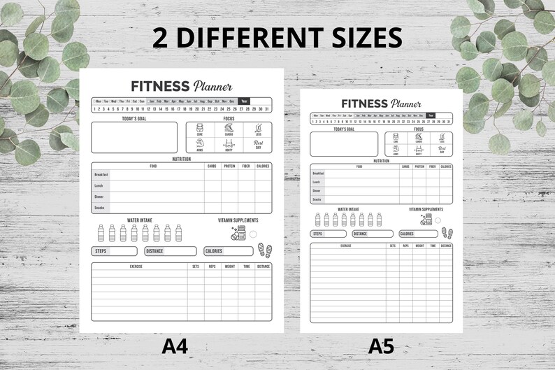 30 Day Fitness Planner Printable Fitness & Weight Loss Planner Progress ...