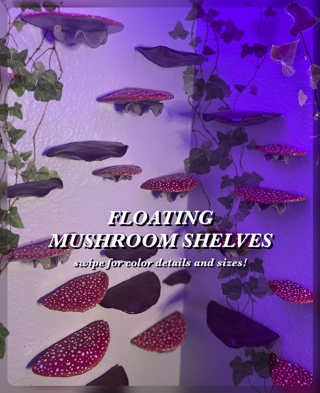 Handmade Floating Mushroom Shelf Decor; Display,collection,crystals ...