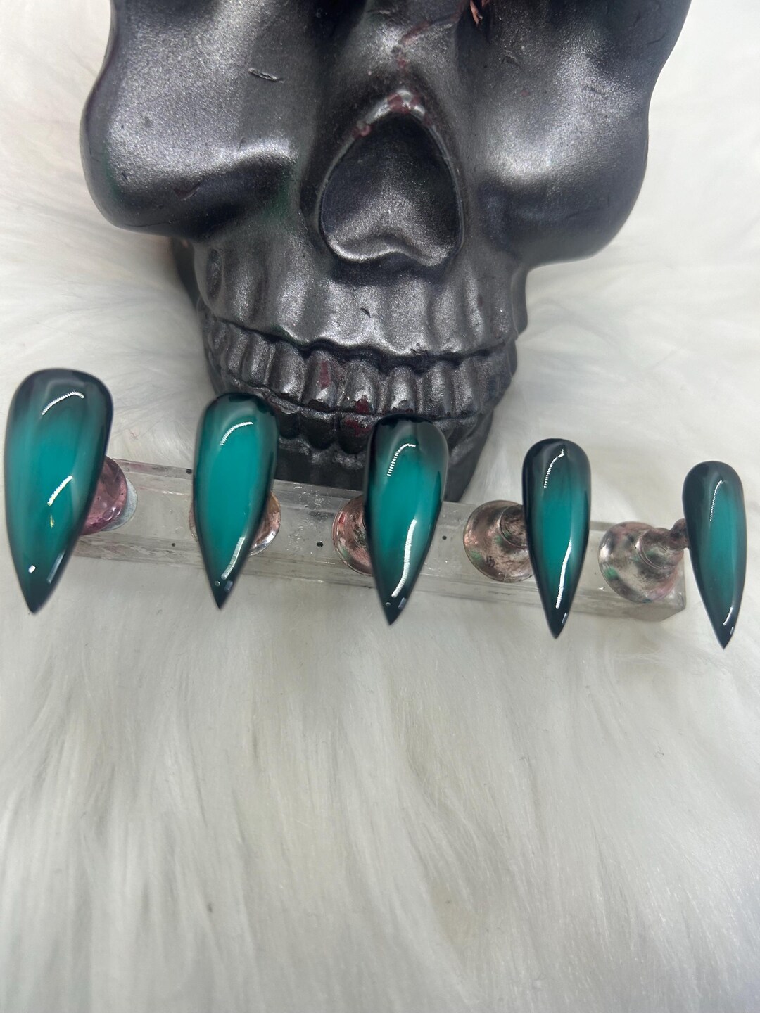 Aqua Goth- Aqua Turquoise Blue Ombré Gothic Witchy Nails/blue-black ...