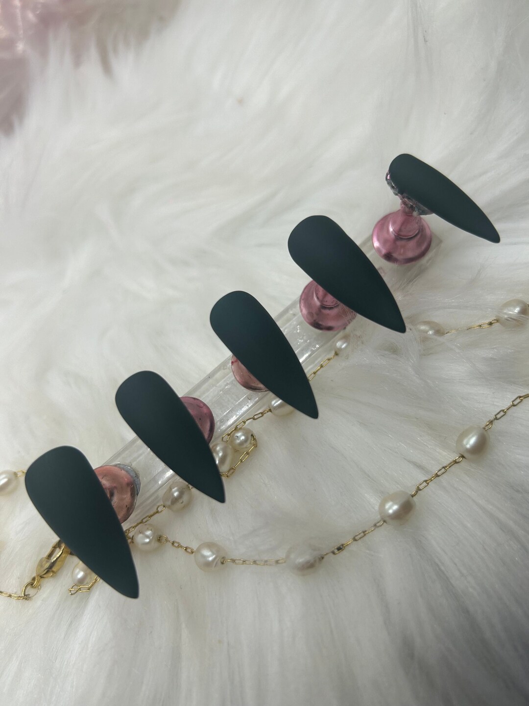 Newforest Witch-matte Dark Green Gothic Gel Nails Green Gel Nails ...