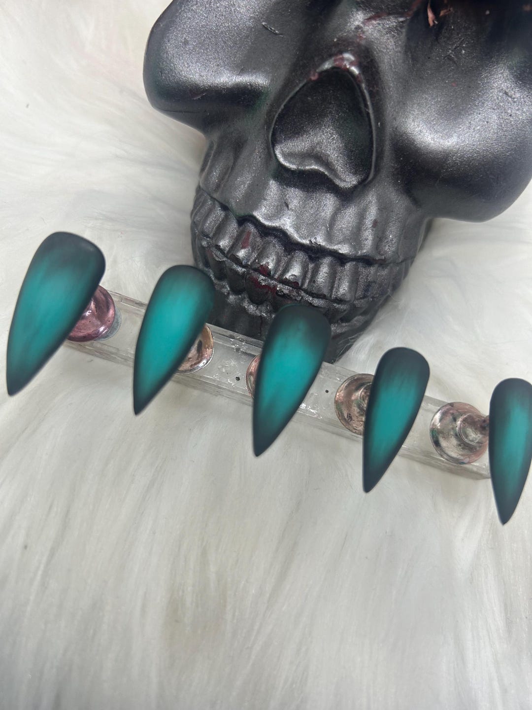 Aqua Goth- Aqua Turquoise Blue Ombré Gothic Witchy Nails/blue-black ...