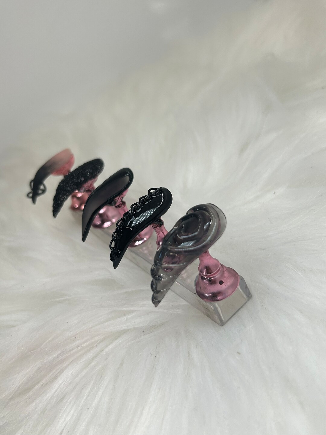 Obsidian Glamour-black Goth Nails-black Luxury Gel Press on Nail Kit ...