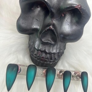 Aqua Goth- Aqua Turquoise Blue Ombré Gothic Witchy Nails/blue-black ...