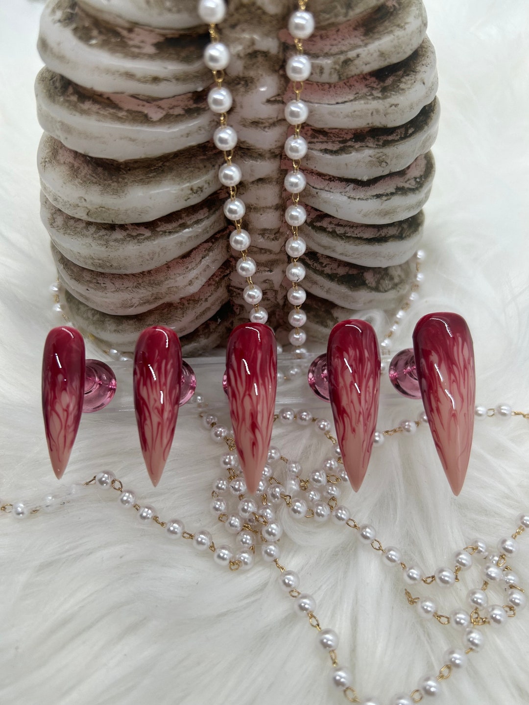 Massacre-bloody Werewolf Nails-red and Tan Wolf Luxury Gel Press on ...