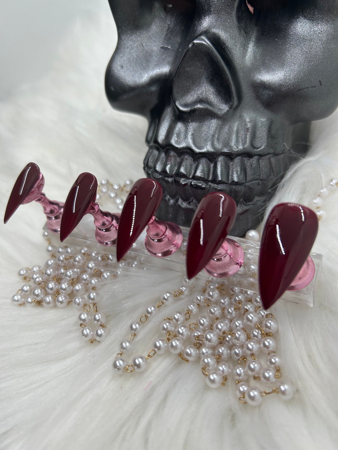 Vamp Vengeance- Blood Red Vampire Goth Nails- Wine Red Burgundy Gothic ...