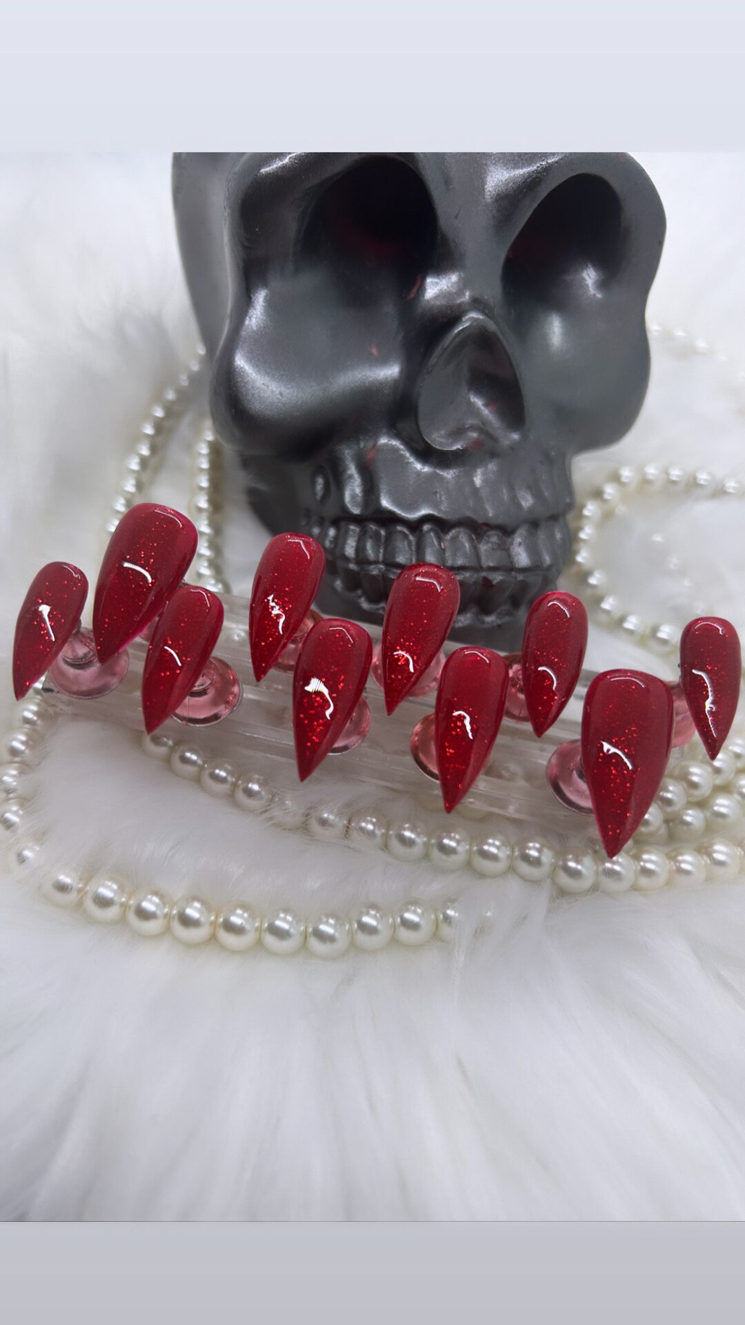 Ruby Slippers- Red Glitter Nails- Reds Glossy Luxury Gel Press on Nails ...