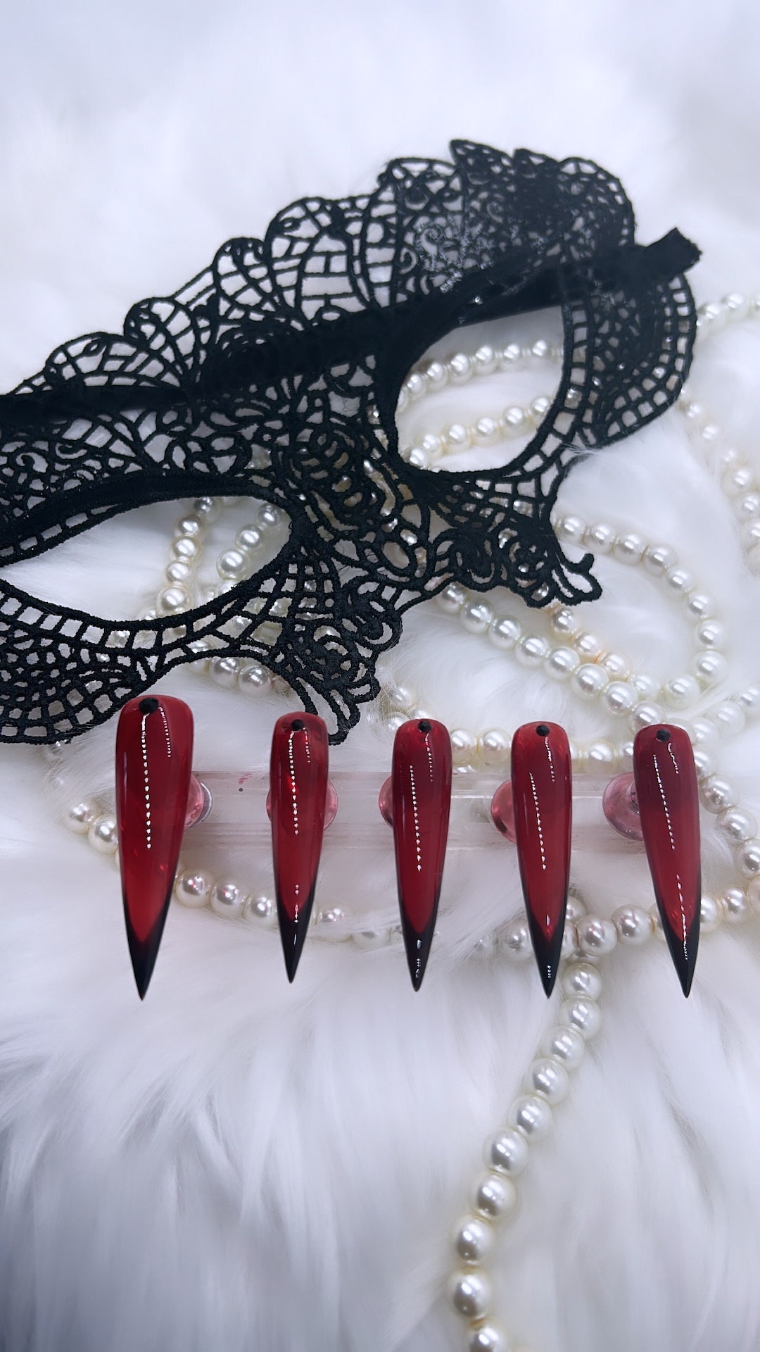 Merlot Minx-red Vampire French Tip Nails- Wine Red Gothic Vamp Luxury ...