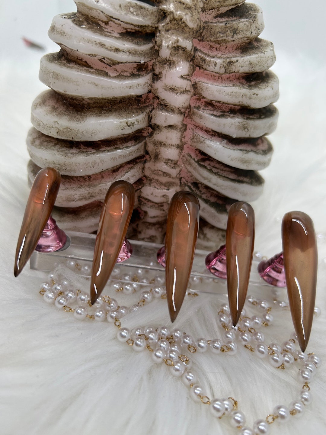 Betawolf-brown Werewolf Nails/vampire Gothic Luxury Gel Press on Nails ...