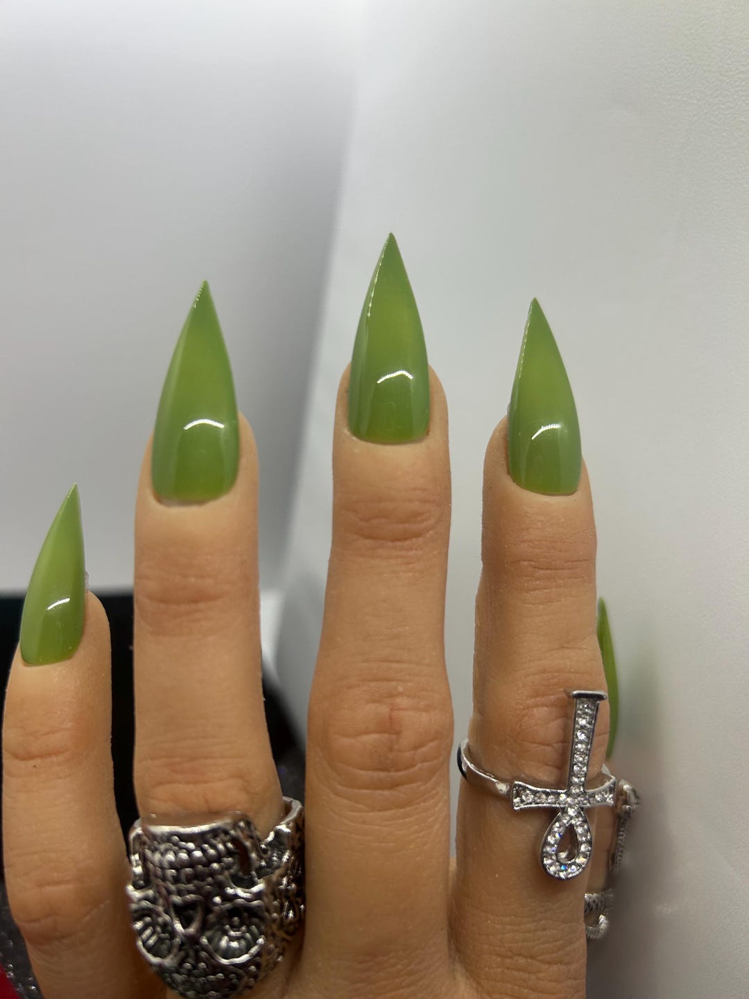 New***serpent Spell-glossy Green Gel Nails- Luxury Gel Press on Nails ...