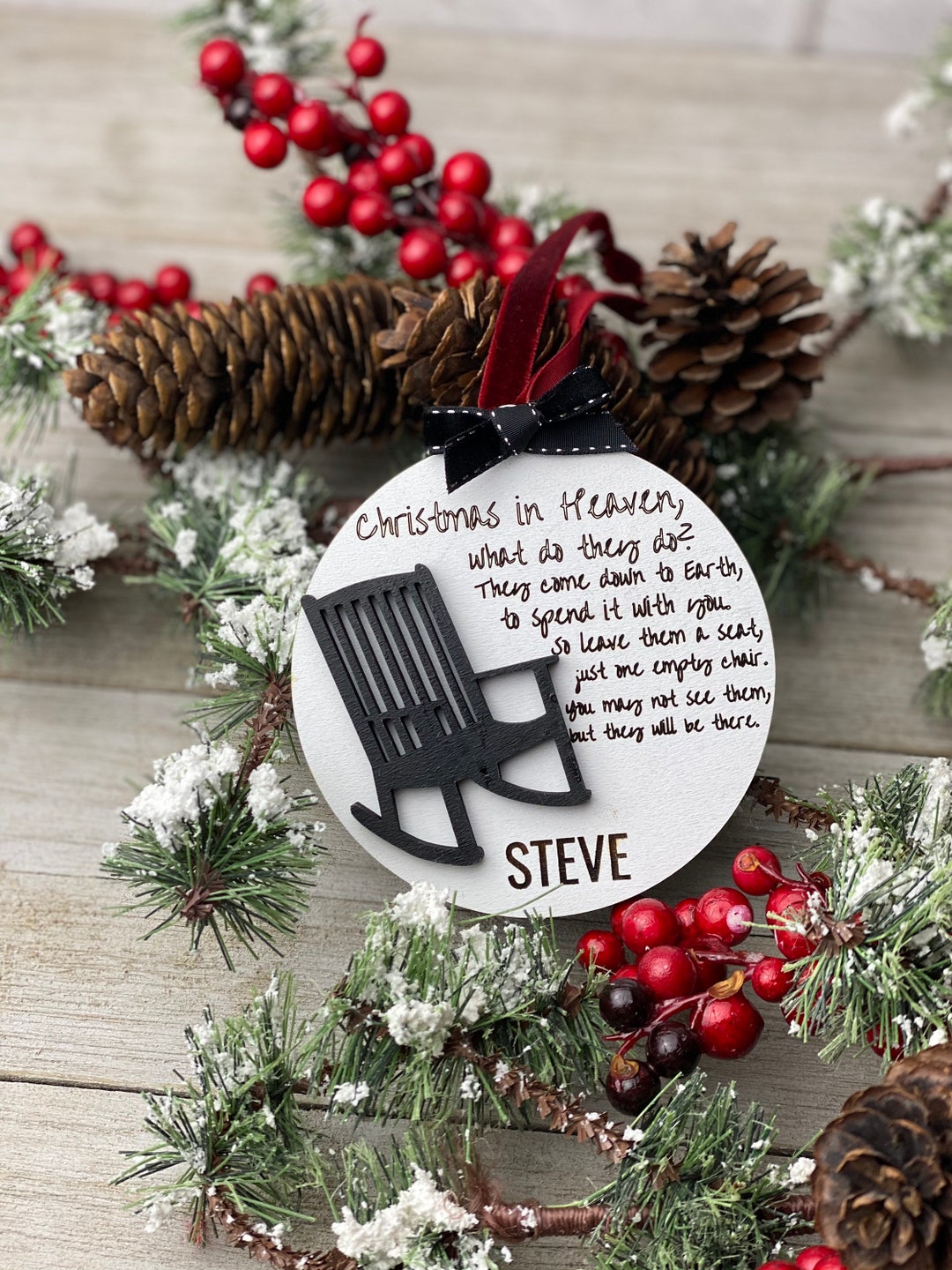Personalized Memorial Christmas Ornament, Wood Ornament, Family ...