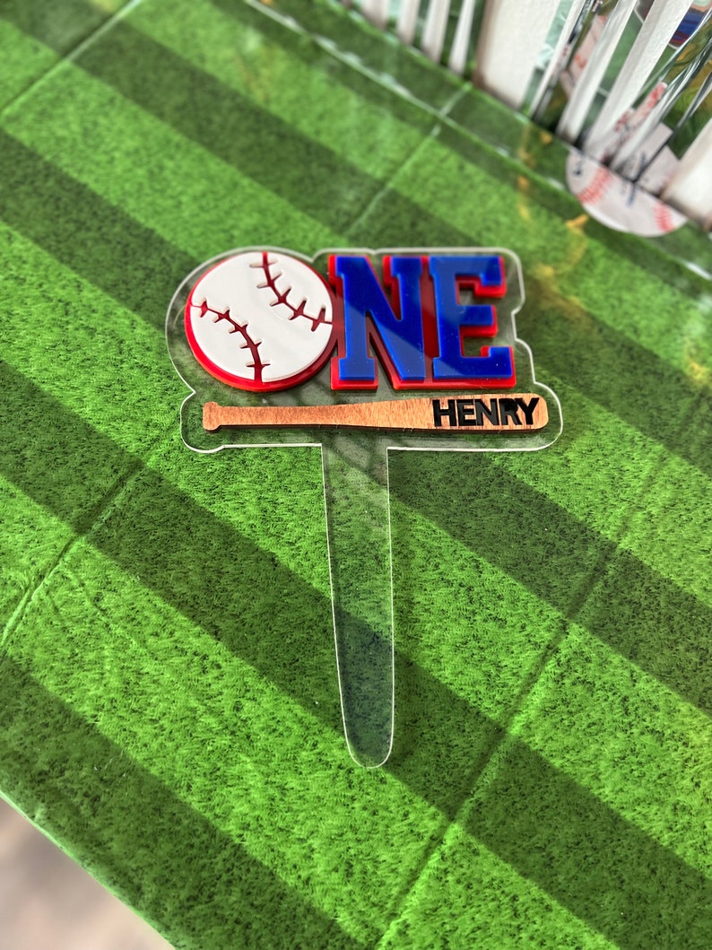 Personalized Baseball First Birthday Cake Topper: Rookie Year Party ...